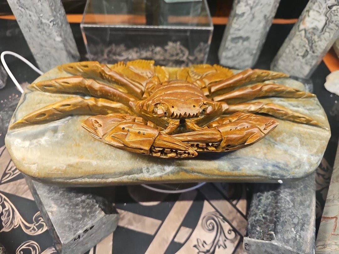 8.3LB Natural Mao Gong Shi Crab Skull Hand Carved Crystal Specimen ...