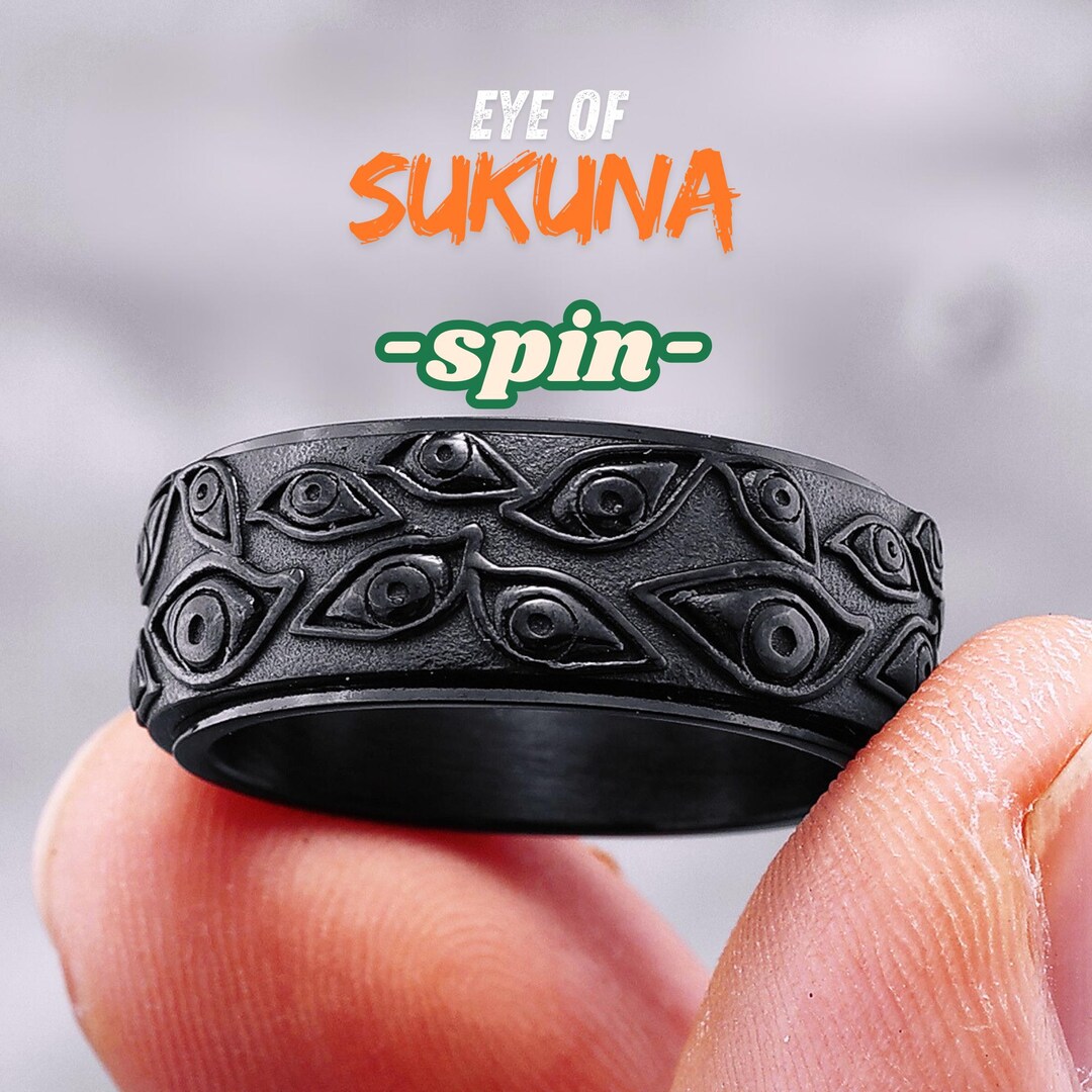 Jujutsu Kaisen Sukuna Spinner Ring Gold Fidget Anxiety Relief Unique ...