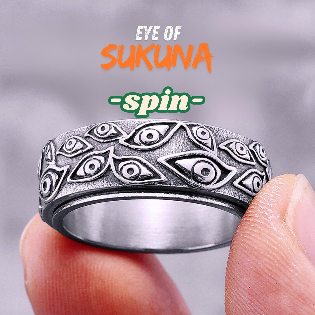 Jujutsu Kaisen Sukuna Spinner Ring Gold Fidget Anxiety Relief Unique ...