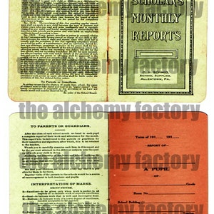 Printable Antique Report Card, Scholar Monthly Report, Mixed Media ...