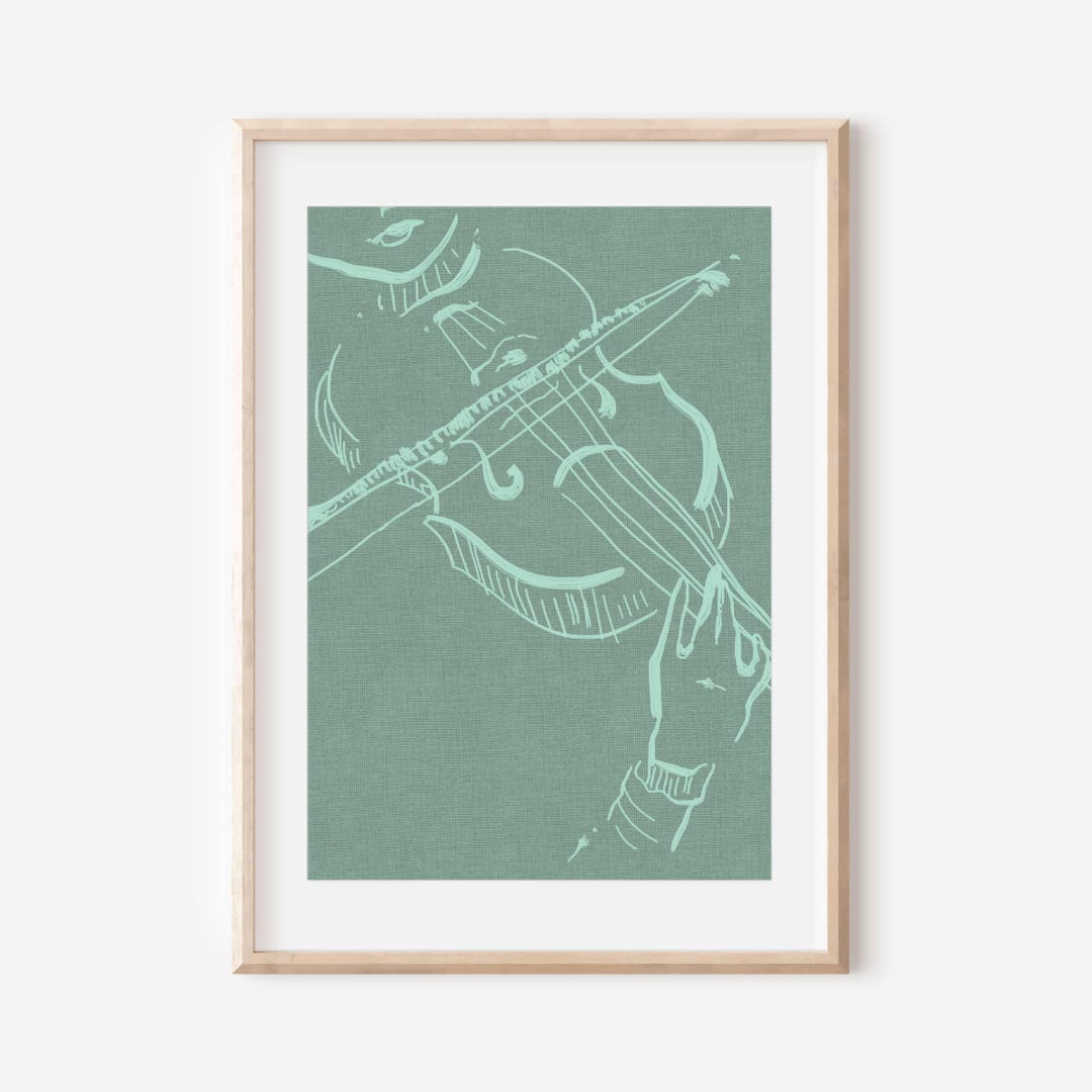 Cyan Violin Printable - Digital Wall Art Poster, Minimalist Home String ...