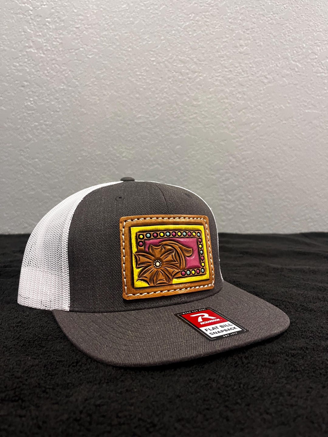Western Leather Patch Hat | Flatbill Hat With Leather Patch | Floral ...