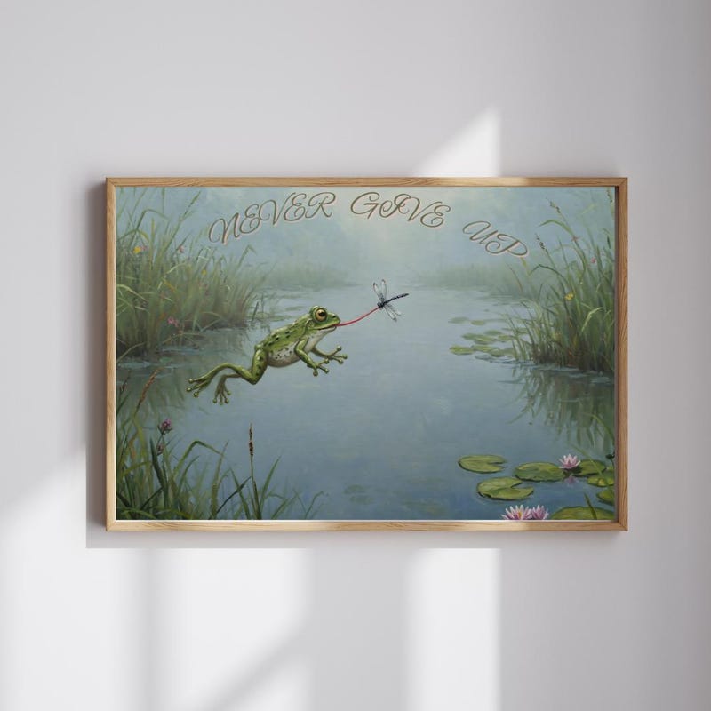 Never Give up Frog - Etsy