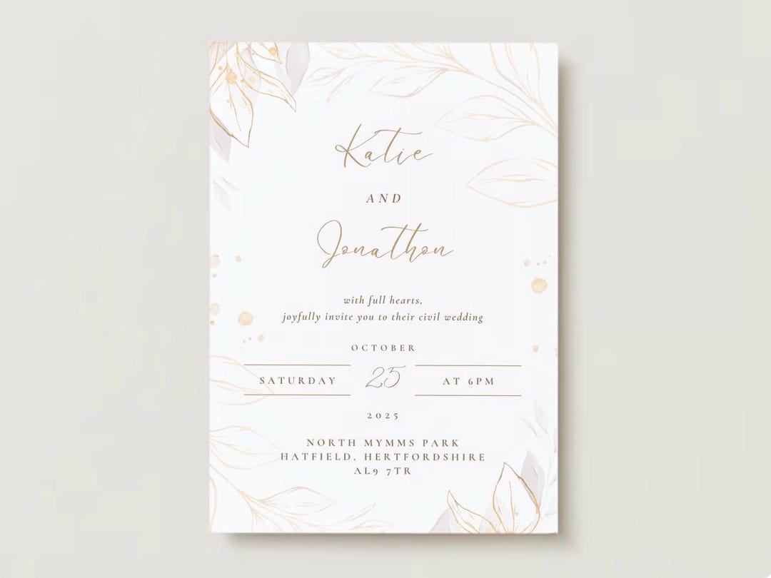 Elegant Civil Ceremony Invitation Template | Minimalist Wedding Card ...