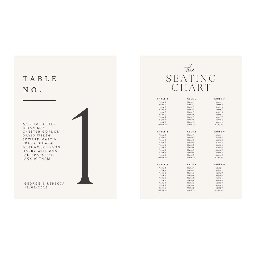 Wedding Table Number and Seating Chart Bundle | Editable Digital ...
