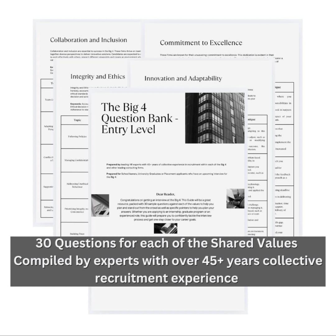 Big 4 Interview Question Bank for Deloitte, Pwc, EY, KPMG ...