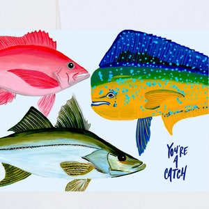 General Greetings You're a Catch Blue Painted & Hand Lettered Cards A-2 ...