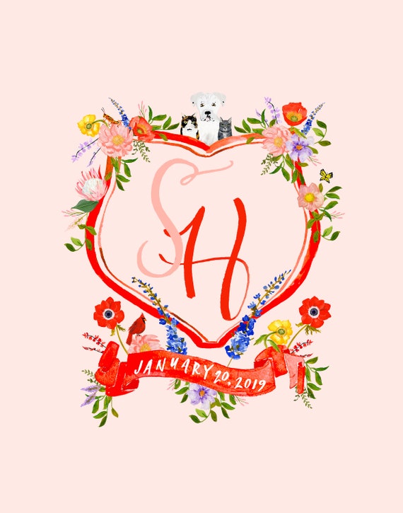 Custom Watercolor Crest Design Artwork / Digital File - Etsy Australia