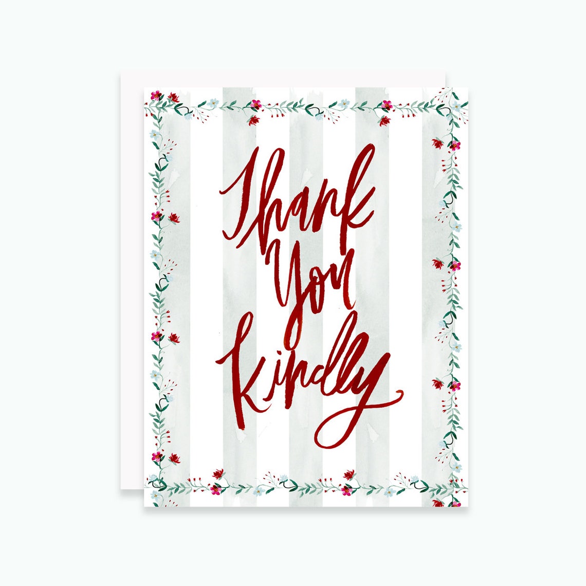 Thank You Greetings Thanks You Kindly Florals and Stripes - Etsy