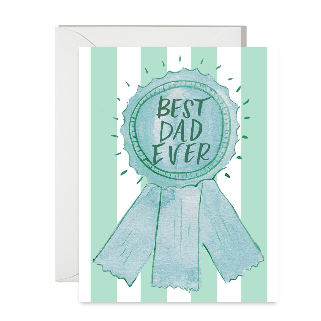 Best Dad Ever Card – Watercolor Ribbon, Father's Day - Etsy