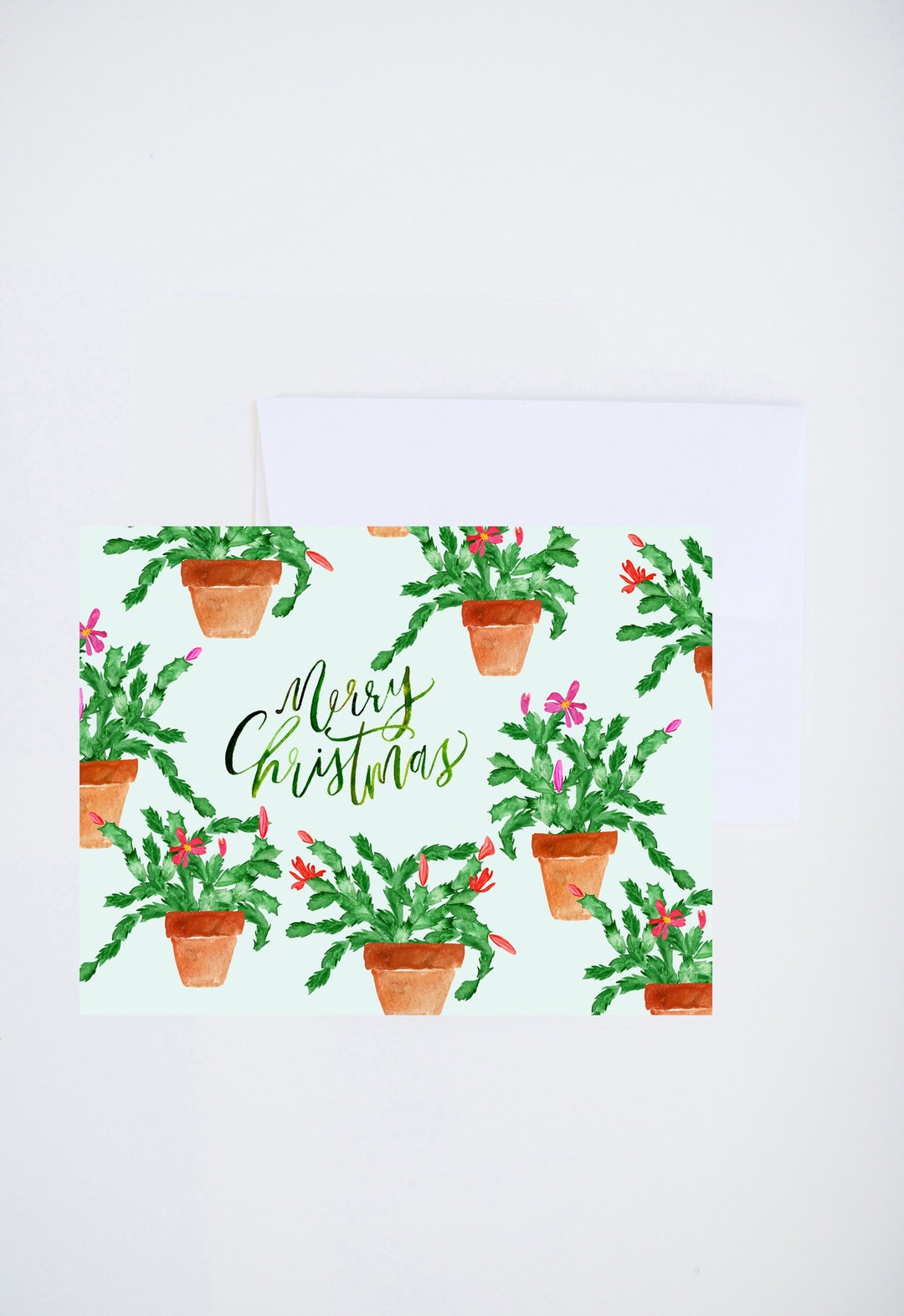 Holiday Greeting Cards Christmas Cactus Single A-2 Card - Etsy