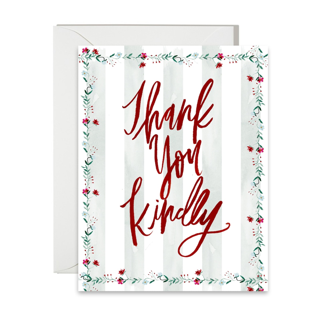 Thank You Greetings - Thanks You Kindly - Florals and Stripes - Painted ...