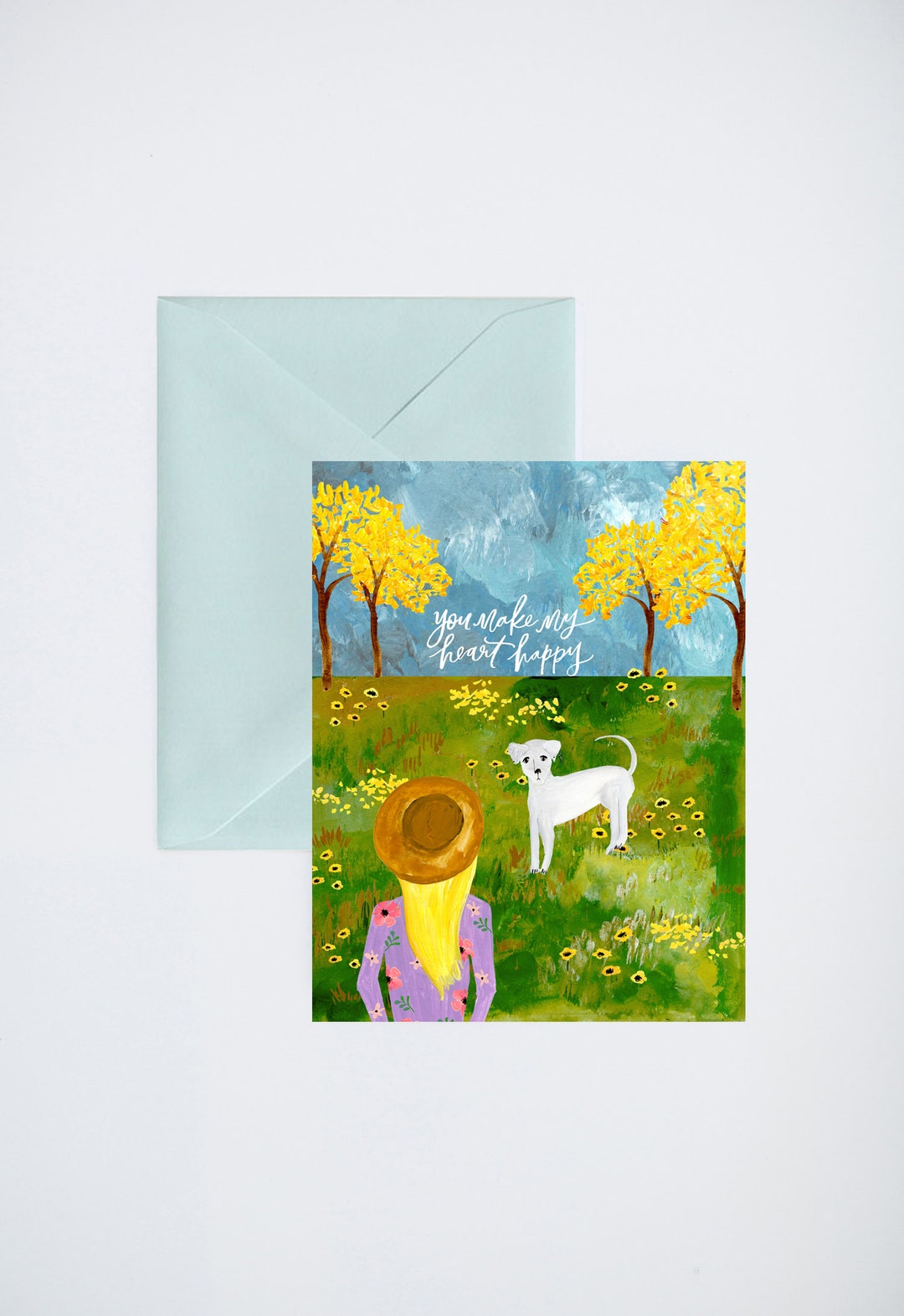 General Greetings You Make My Heart Happy Green Yellow - Etsy