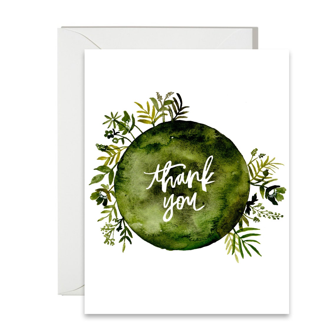 Thank You Greetings Thank You Green Floral Wreath - Etsy