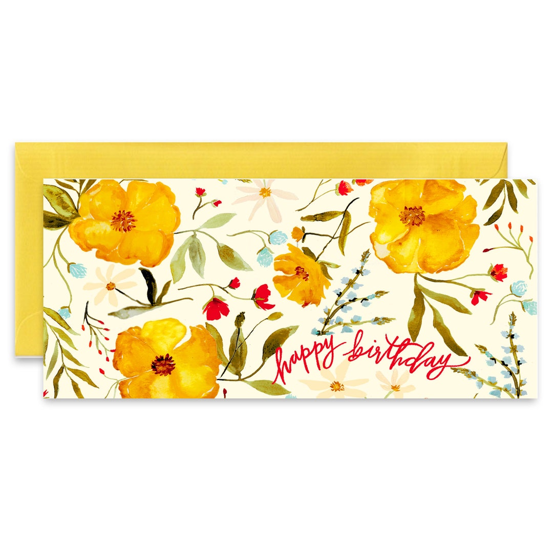 Birthday Greetings - Yellow Birthday - No10 Size Card - Painted & Hand ...