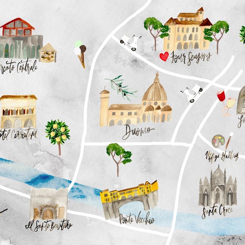 Custom Illustrated Map Design Artwork Only Watercolor | Etsy