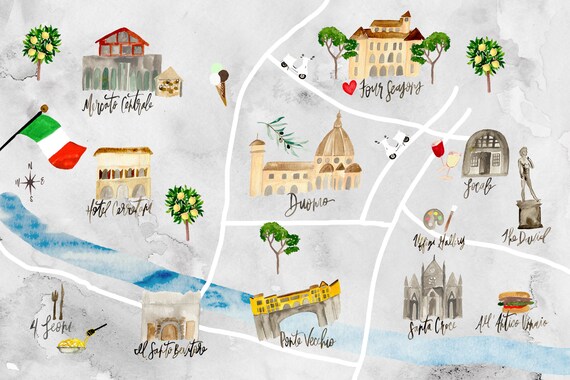 Custom Illustrated Map Design Artwork Only Watercolor | Etsy