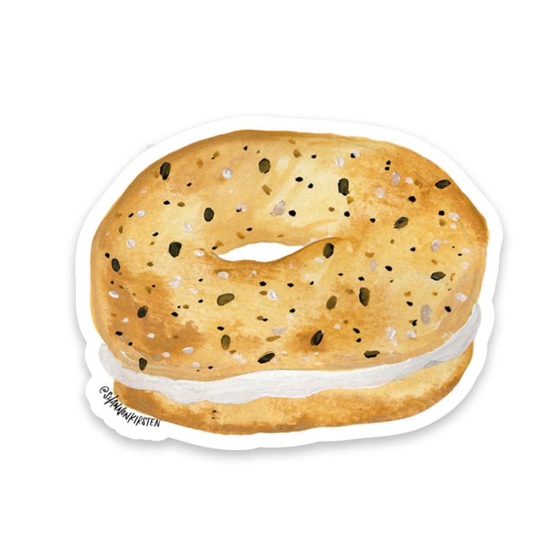 Everything Bagel Sticker: Hand-painted Illustration, Durable Vinyl - Etsy