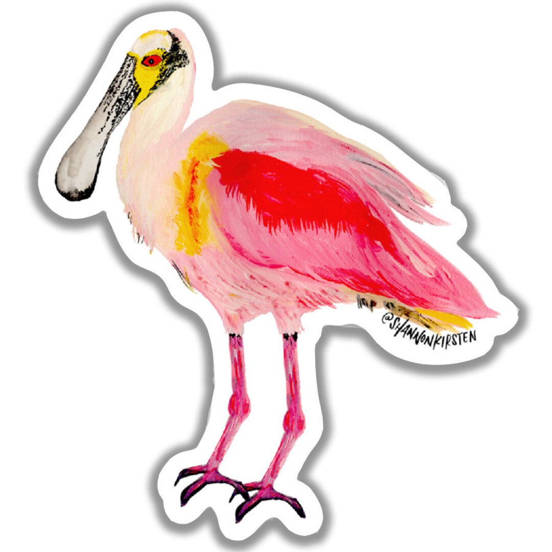 Roseate Spoonbill Sticker: Coastal Bird Vinyl Decal - Etsy