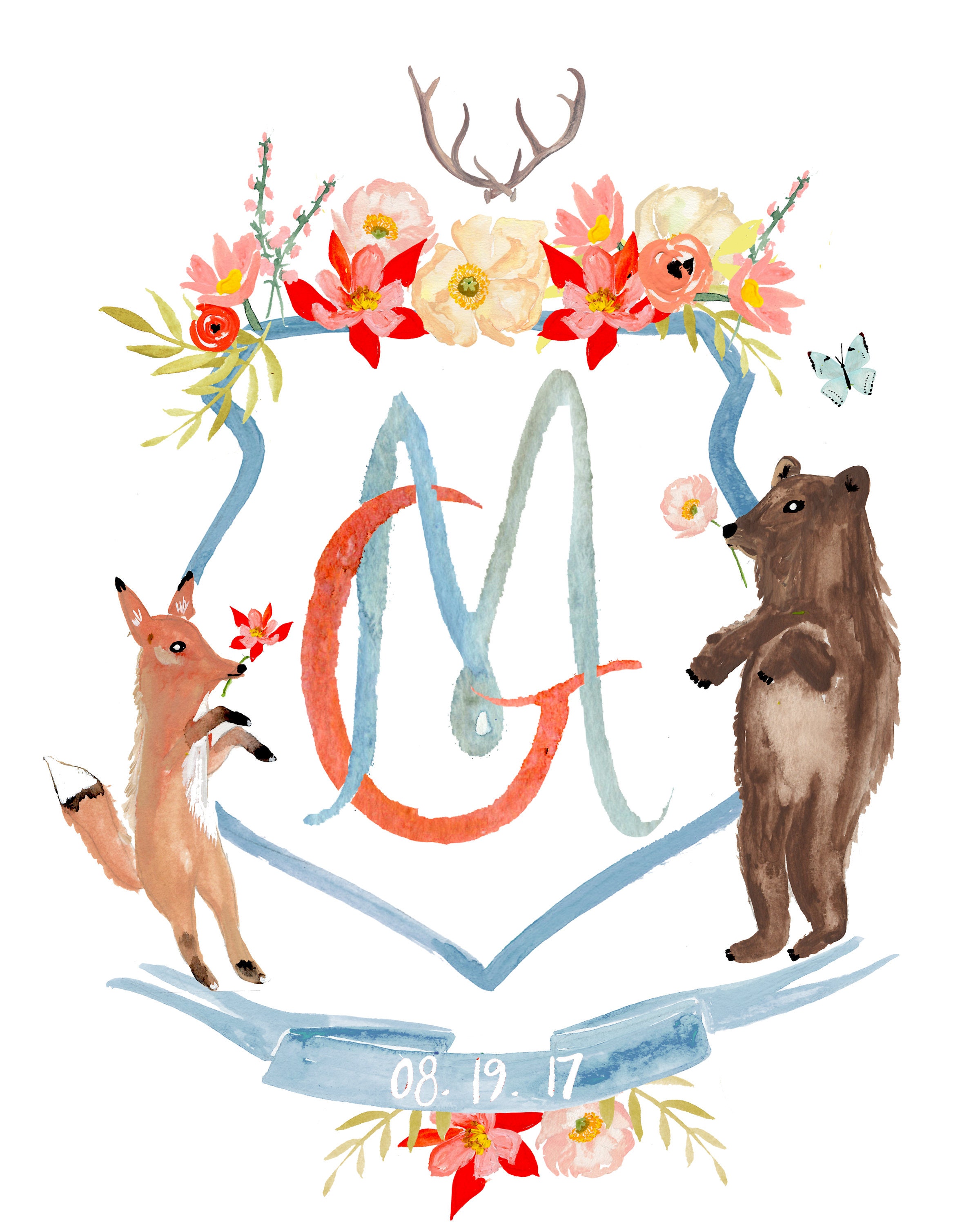 Custom Watercolor Crest Design - Artwork / Digital File - Etsy