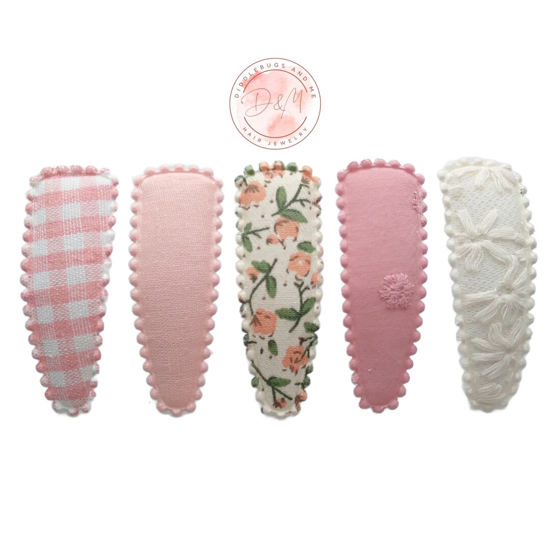 Pink Snap Clip Set, Set of 5, Girls Hair Clips, Toddler Barrettes, Gift ...