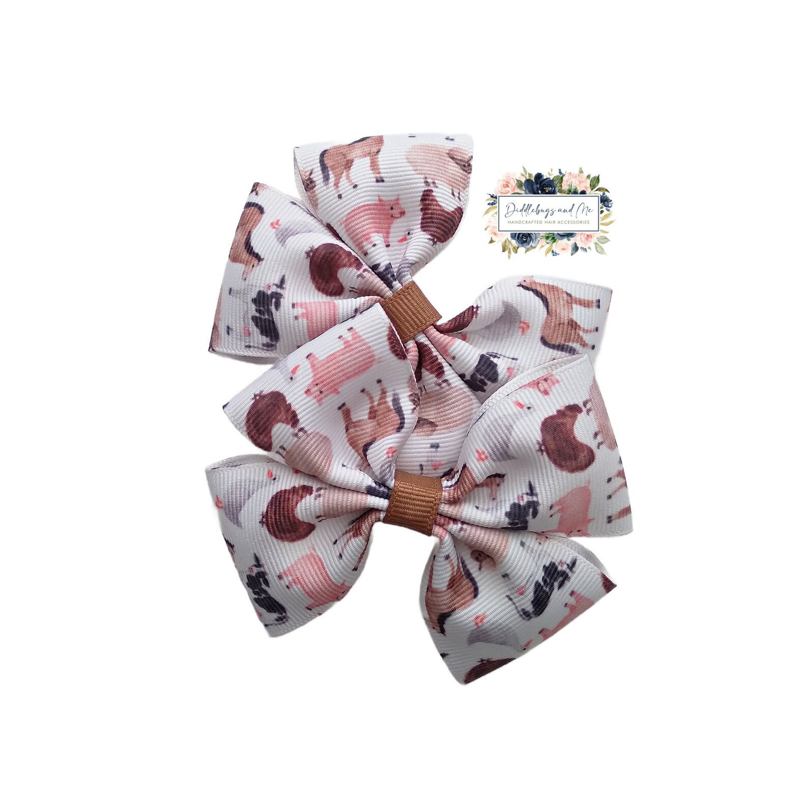 Farm Animal Hair Bows, Pigtail Barrettes, Set of 2 - Etsy