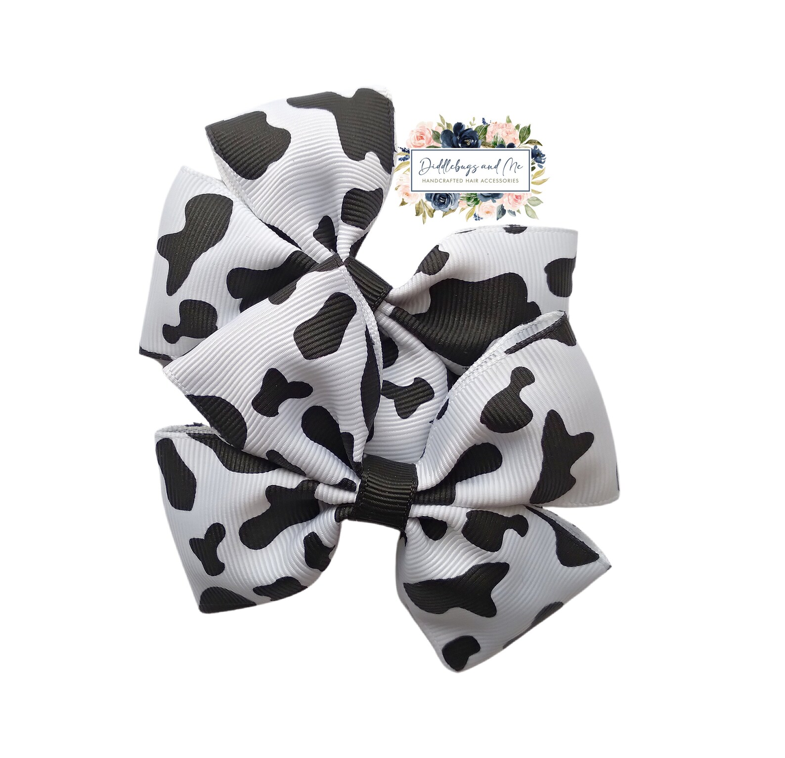 Cow Print Pigtail Bows Set: Farm Girl Hair Clips - Etsy