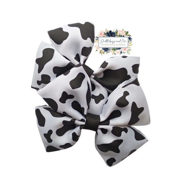 Cow Print Hair Bow - Etsy