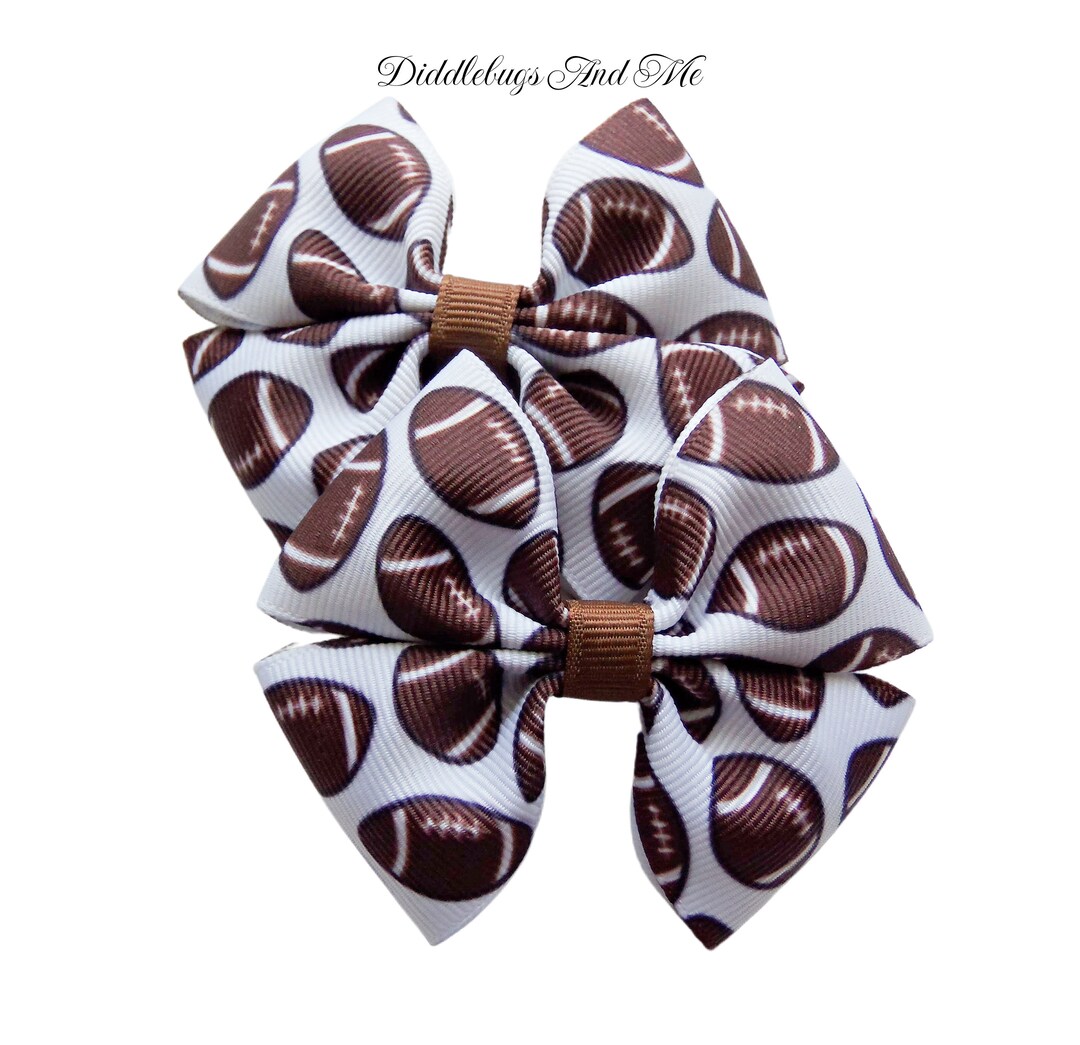Football Pigtail Bows: Sports Hair Bow Set of 2 - Etsy