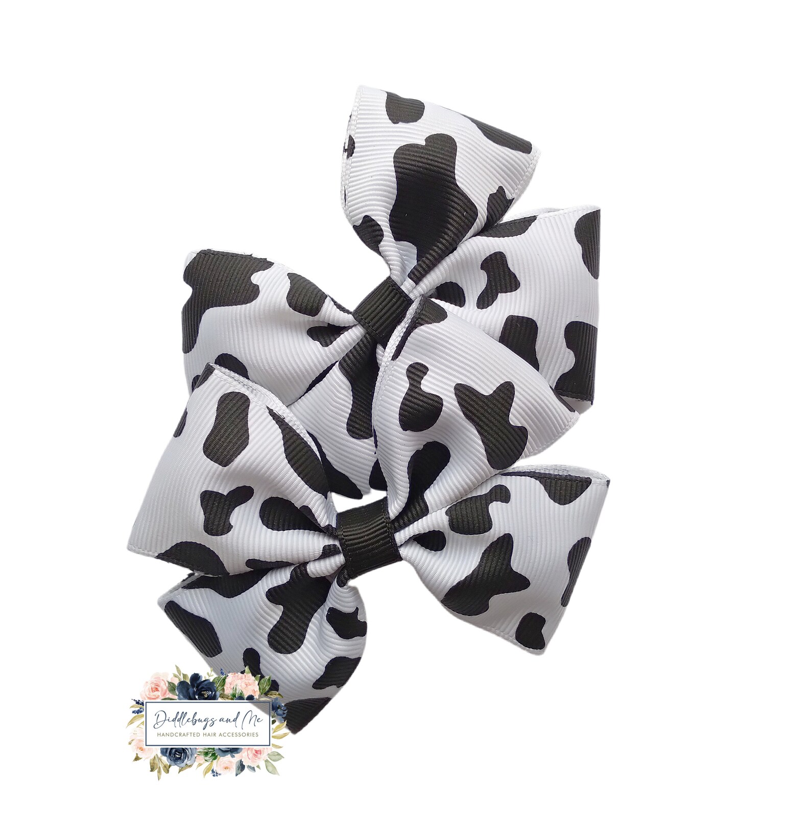 Cow Print Pigtail Bows Set: Farm Girl Hair Clips - Etsy