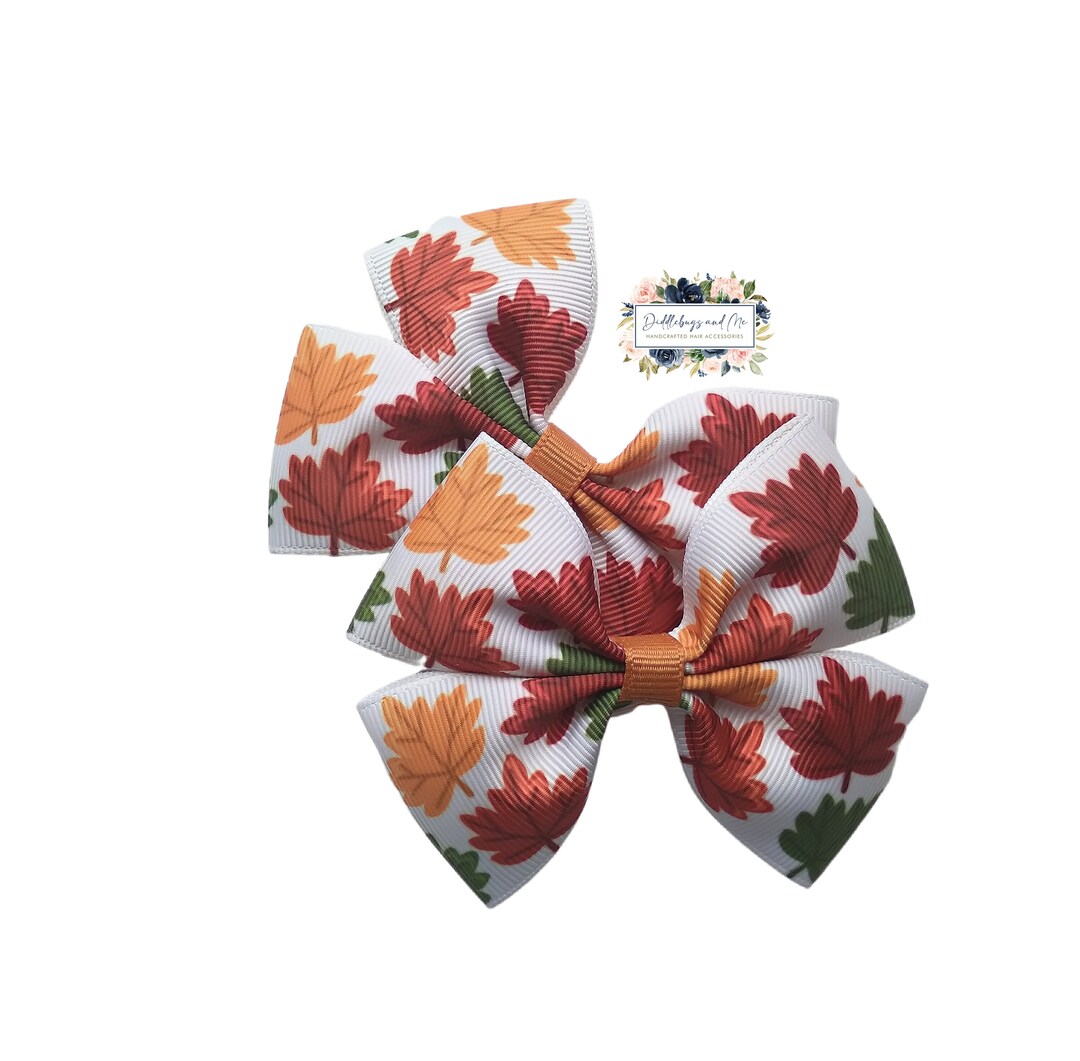 Fall Leaf Pigtail Bows, Fall Harvest Hair Barrettes, Leaf Hair Clips ...