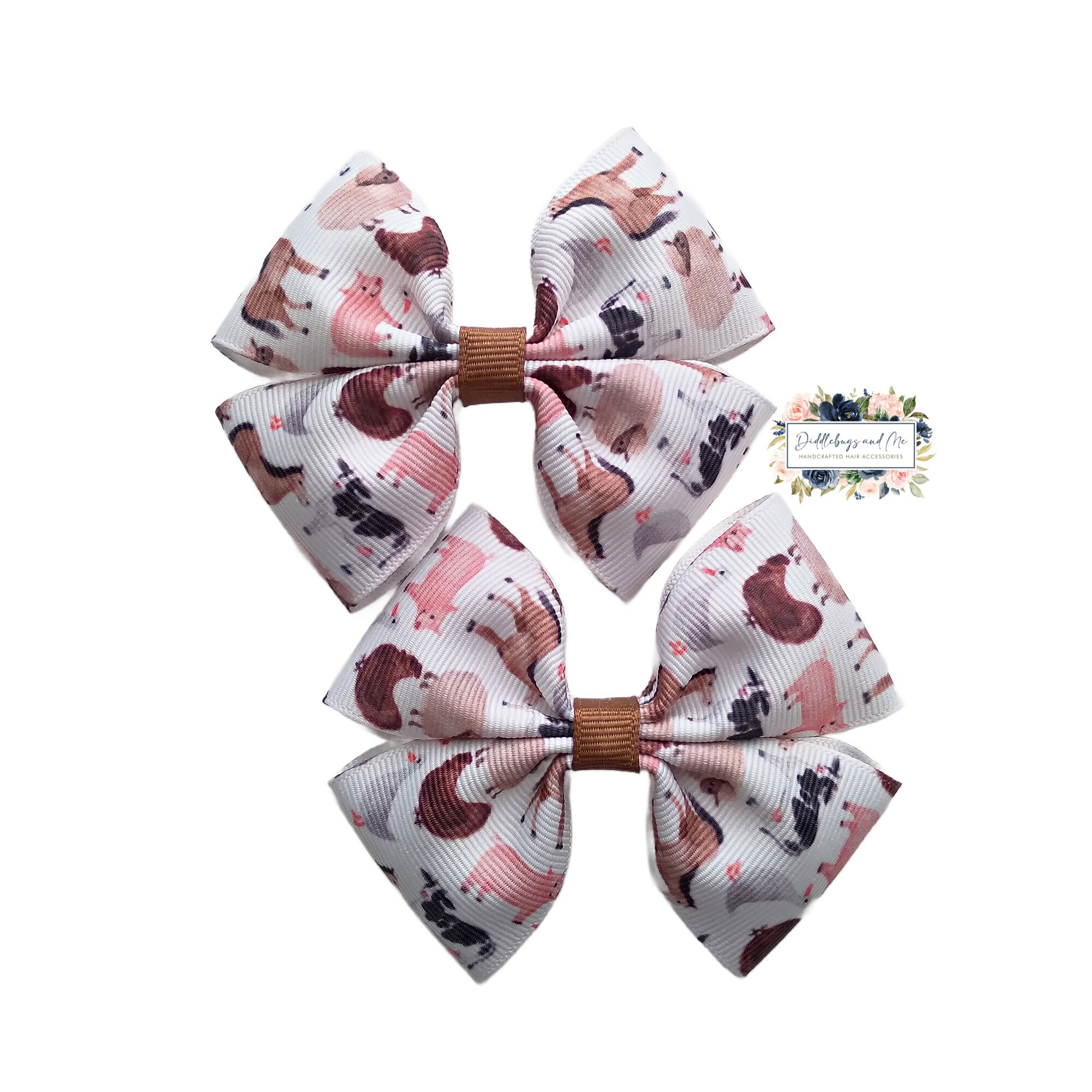 Farm Animal Hair Bows, Pigtail Barrettes, Set of 2 - Etsy