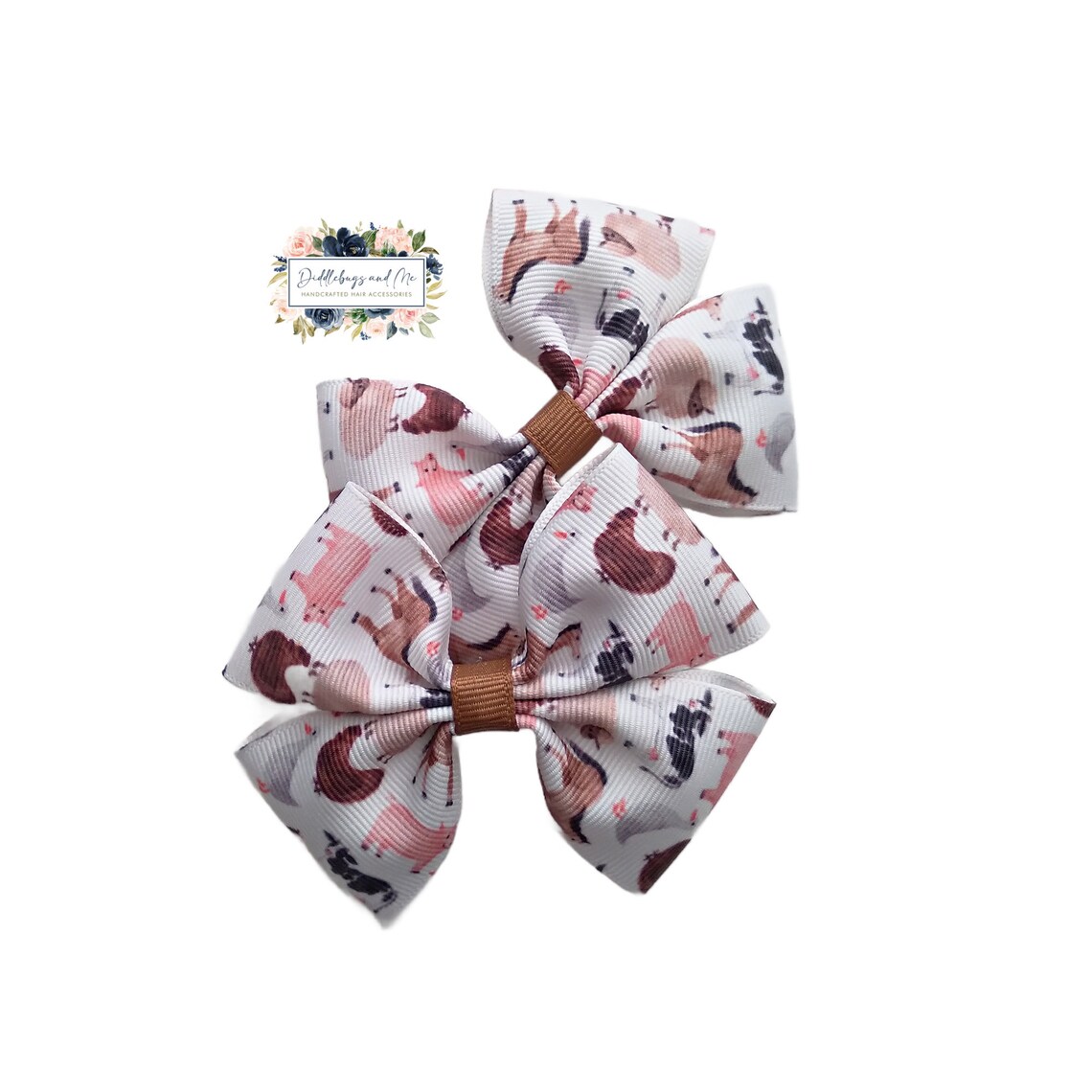 Farm Animal Hair Bows, Pigtail Barrettes, Set of 2 - Etsy