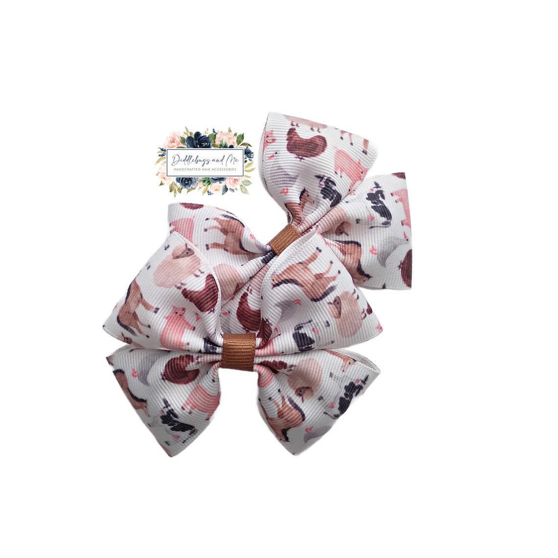 Farm Animal Hair Bows, Pigtail Barrettes, Set of 2 - Etsy