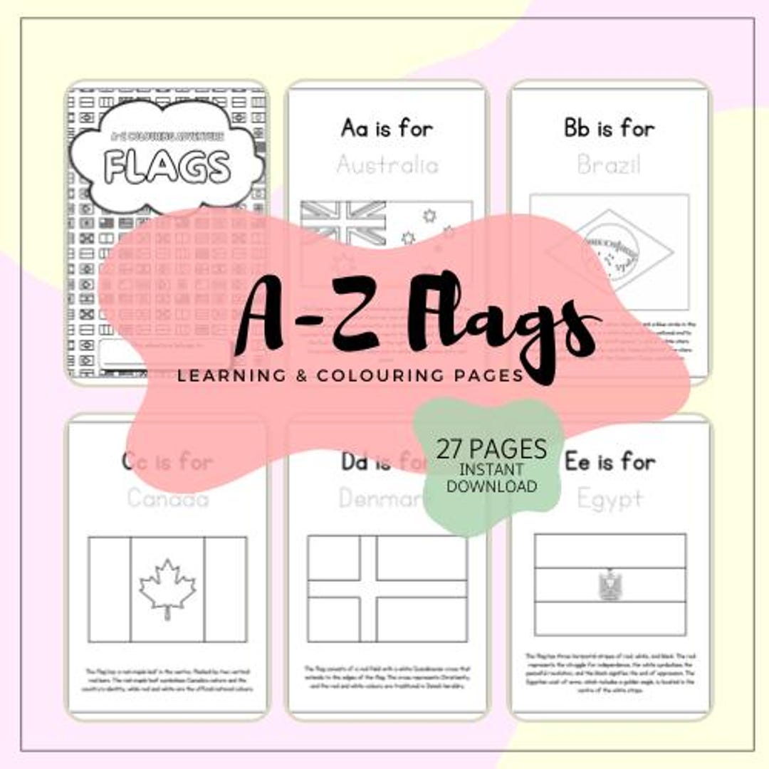A-Z Flags of the World: Explore, Colour, and Learn - Etsy