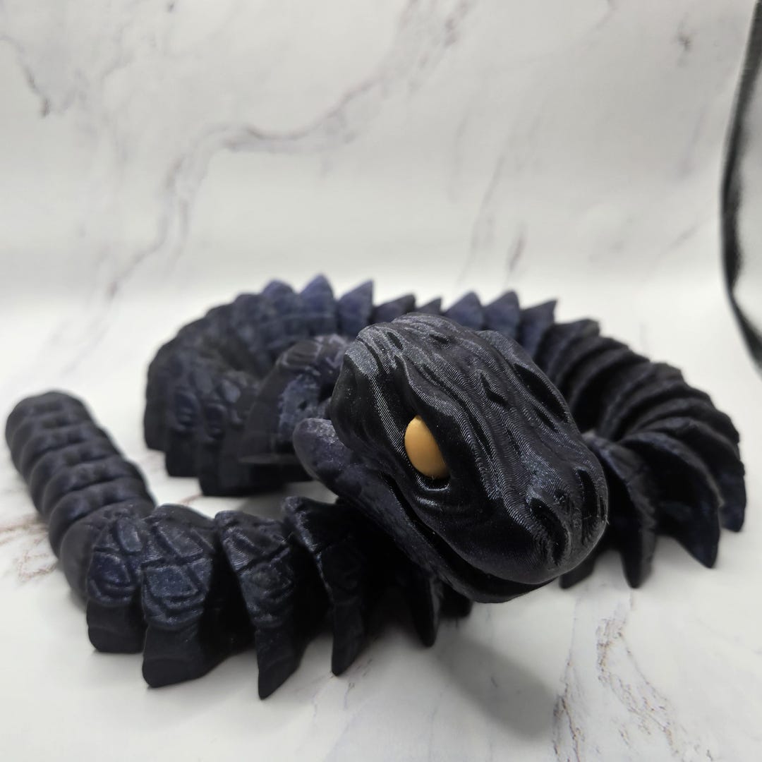 Snake With Retracting Fangs Fidget Toy, Articulating 3D Printed Sensory ...