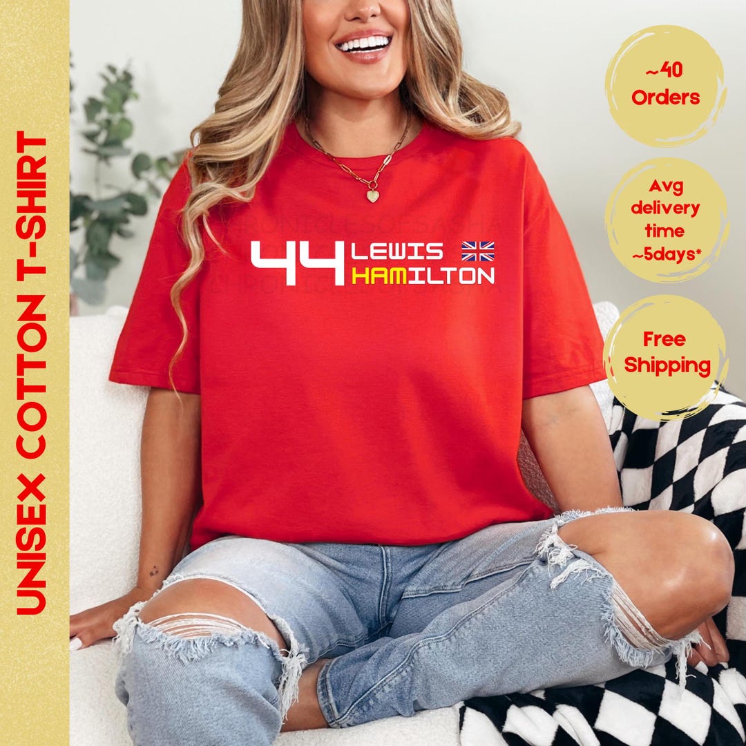 Camisa Lewis Hamilton Ferrari F1 2025 | Camiseta LH44 Fórmula 1 | Roupas unissex para fãs de ...