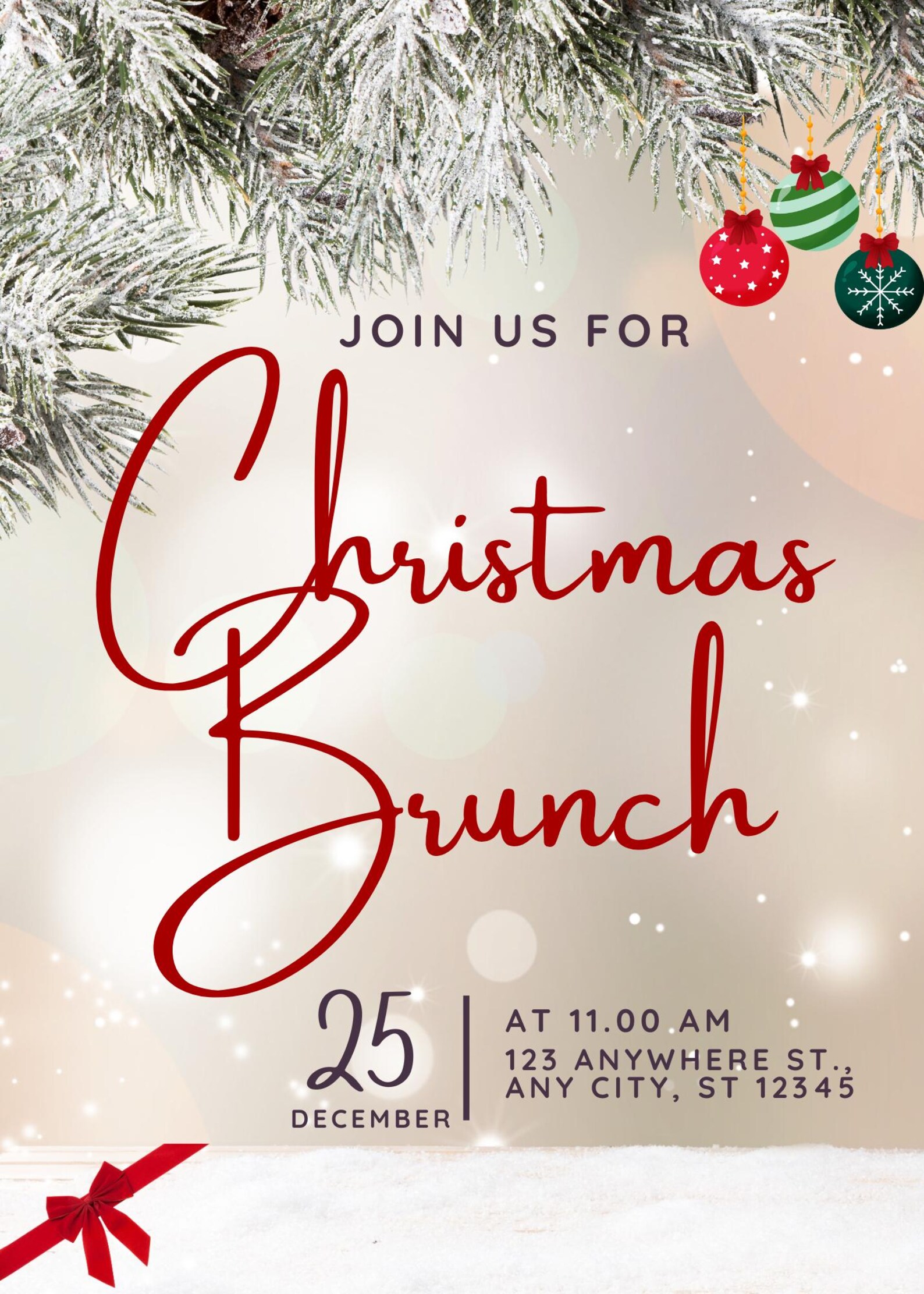 Christmas Brunch Invitation Editable Template - Etsy