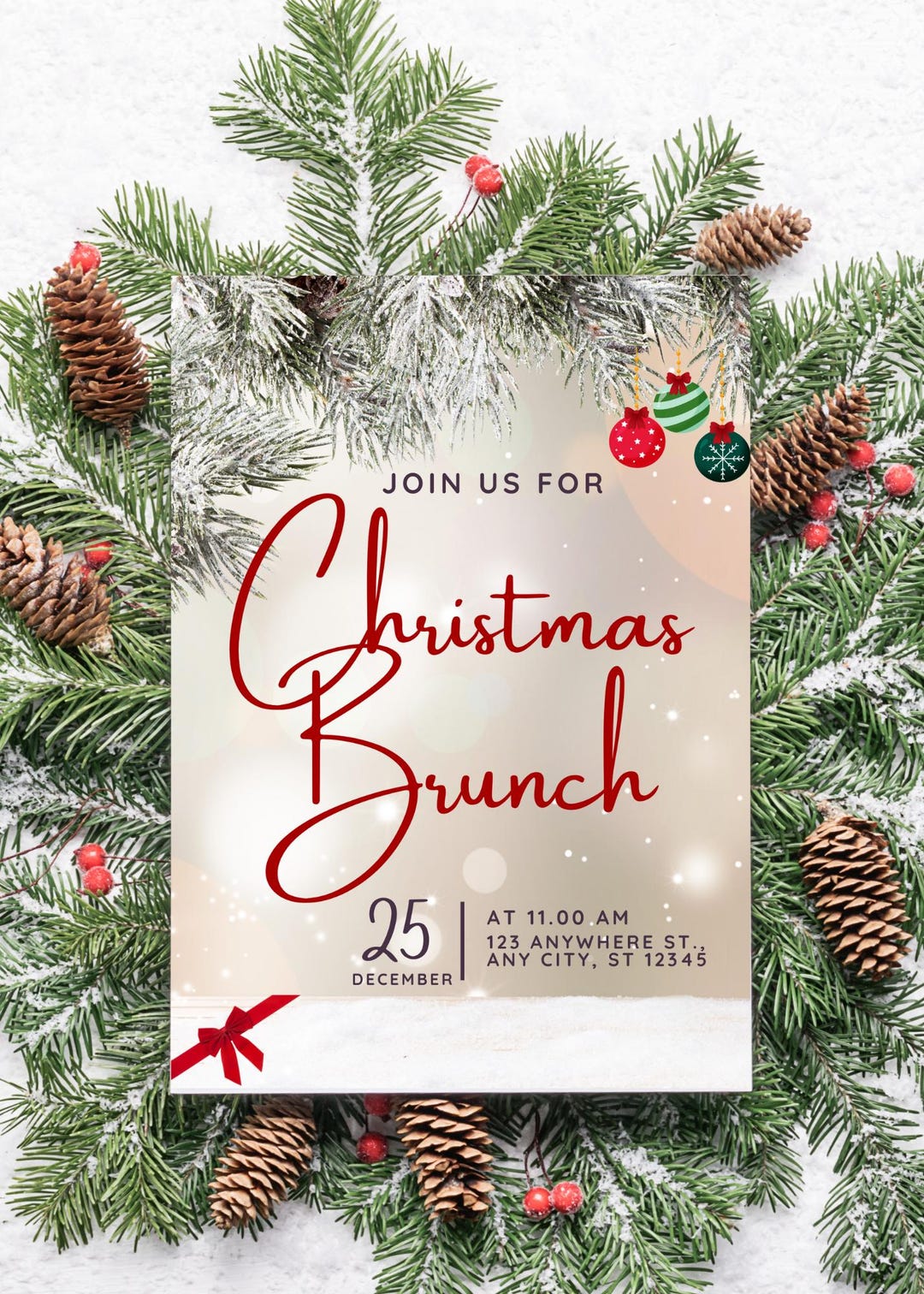 Christmas Brunch Invitation Editable Template - Etsy