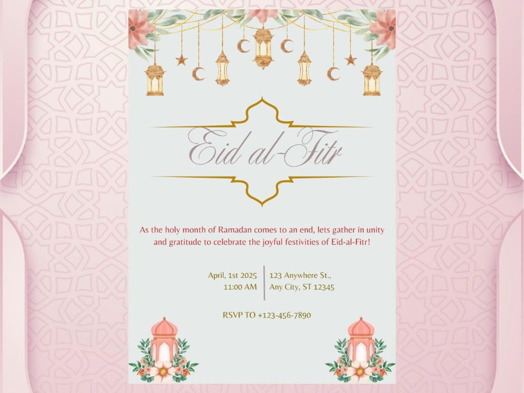Eid Invitation Card, Eid Al-fitr Invite Card, Eid Party, Eid Mubarak ...