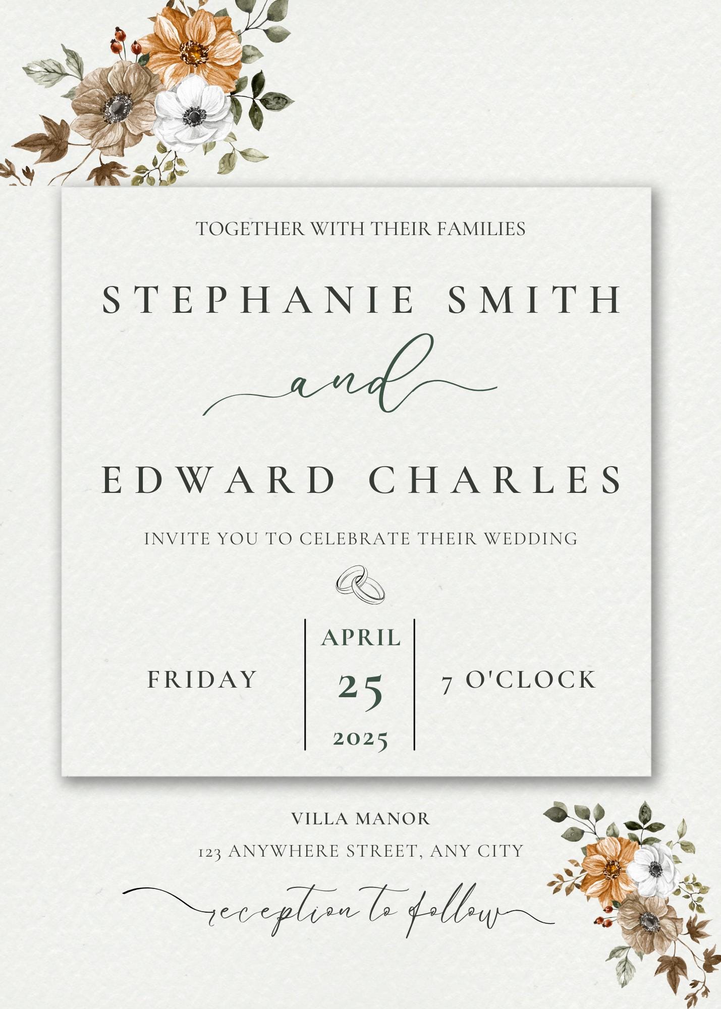Wedding Invitation, Event Invitation, Editable Invitation Card Template ...