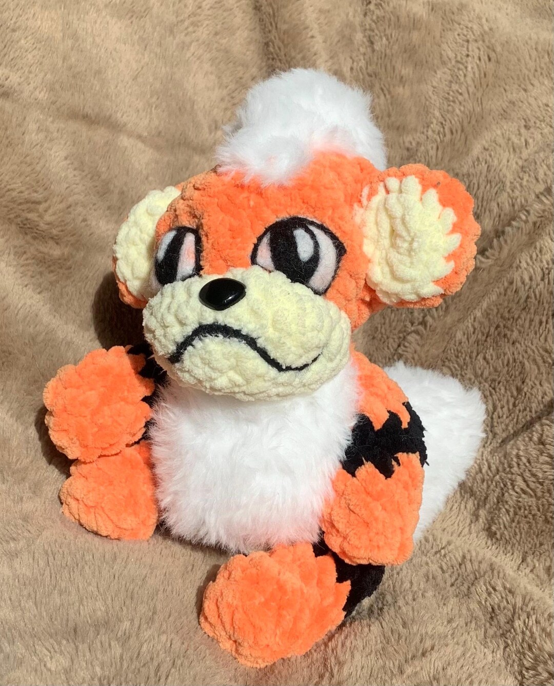 Pokémon Growlithe Plush Fanmade Crochet Faux Fur Stuffed Animal ...