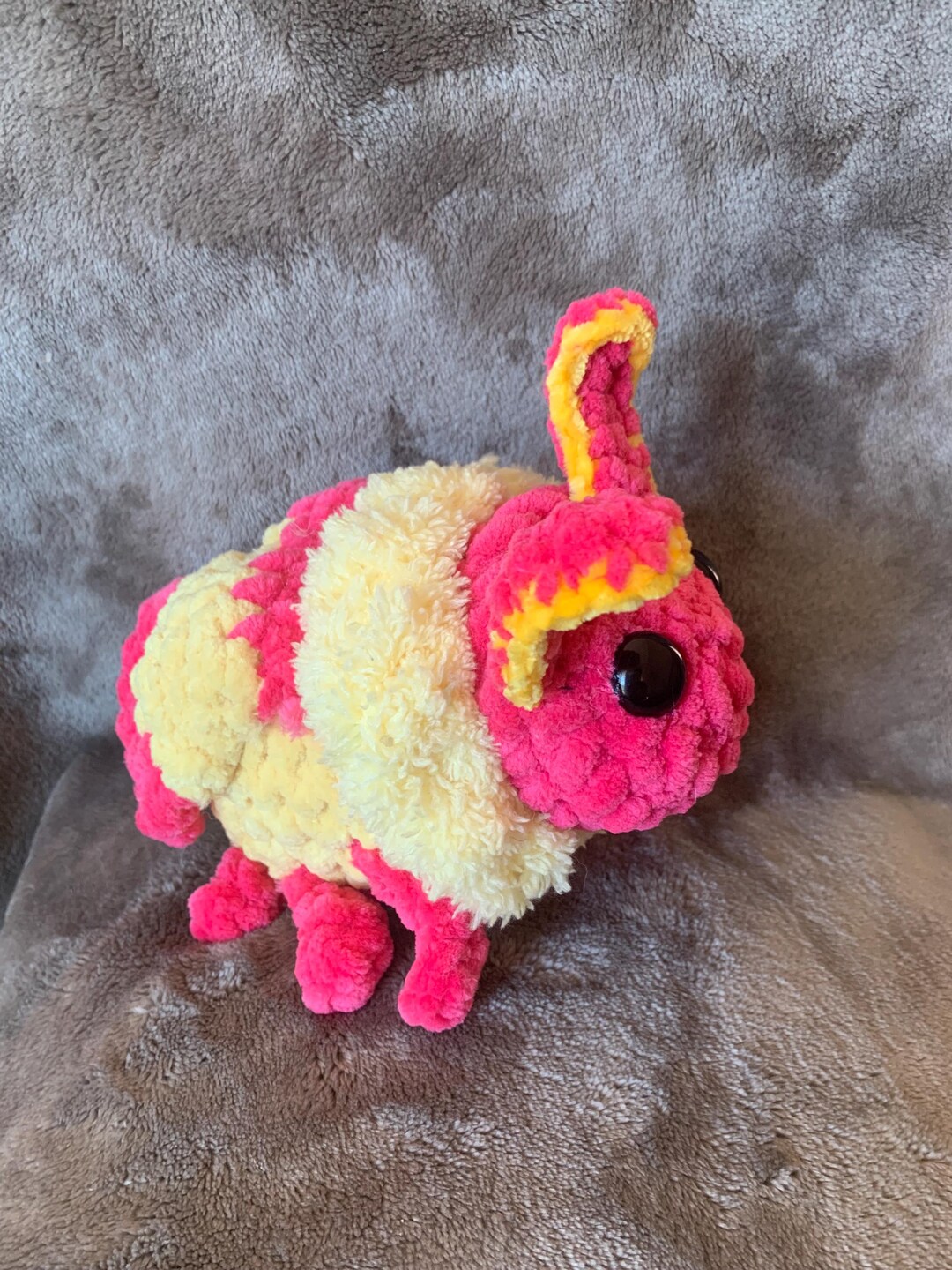 Rosy Maple Moth Plushie: 8" Crochet Chenille Stuffed Animal - Etsy