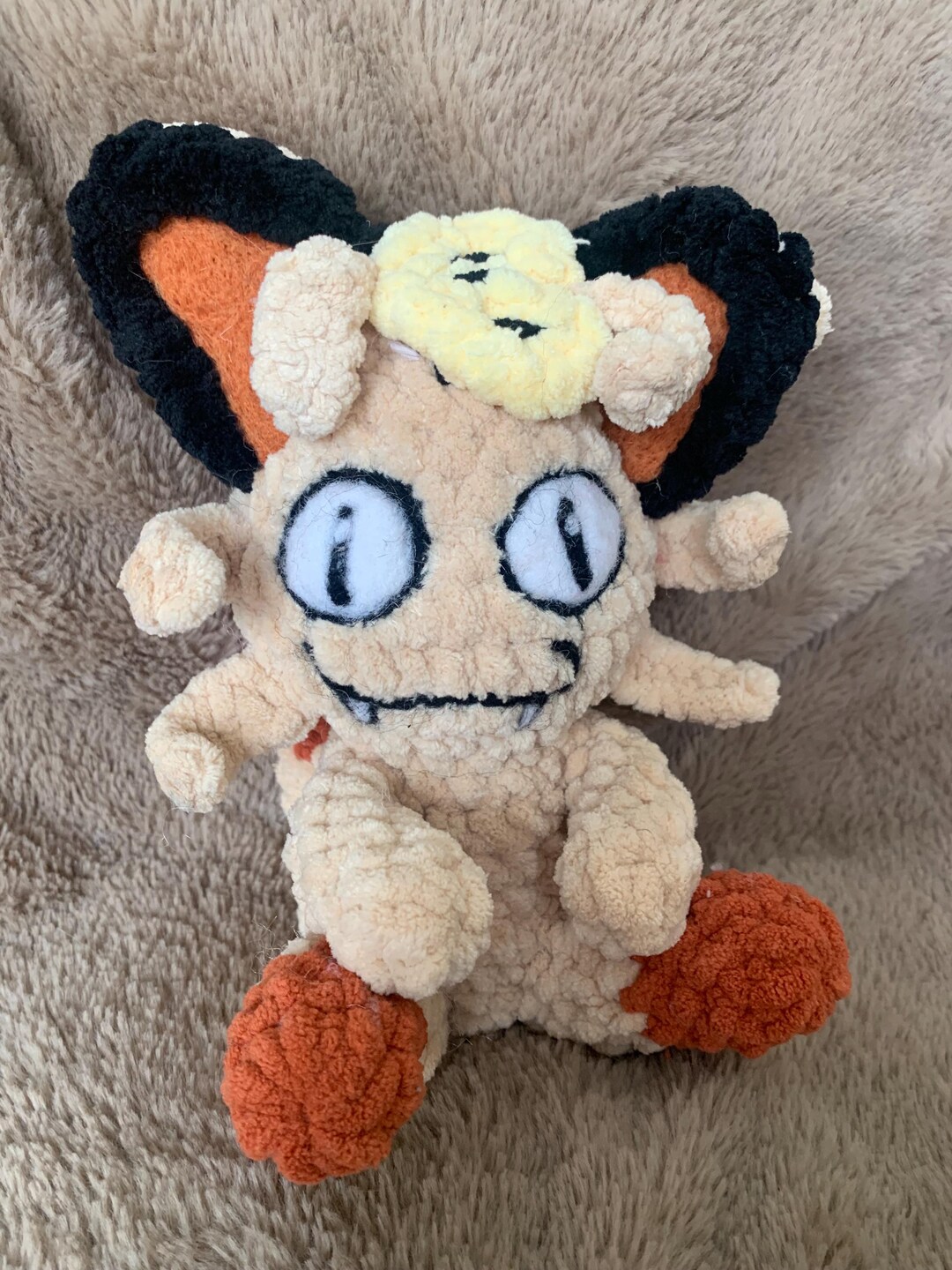 Pokémon Meowth Stuffed Animal Plush Handmade Fanmade Crochet Plushie ...