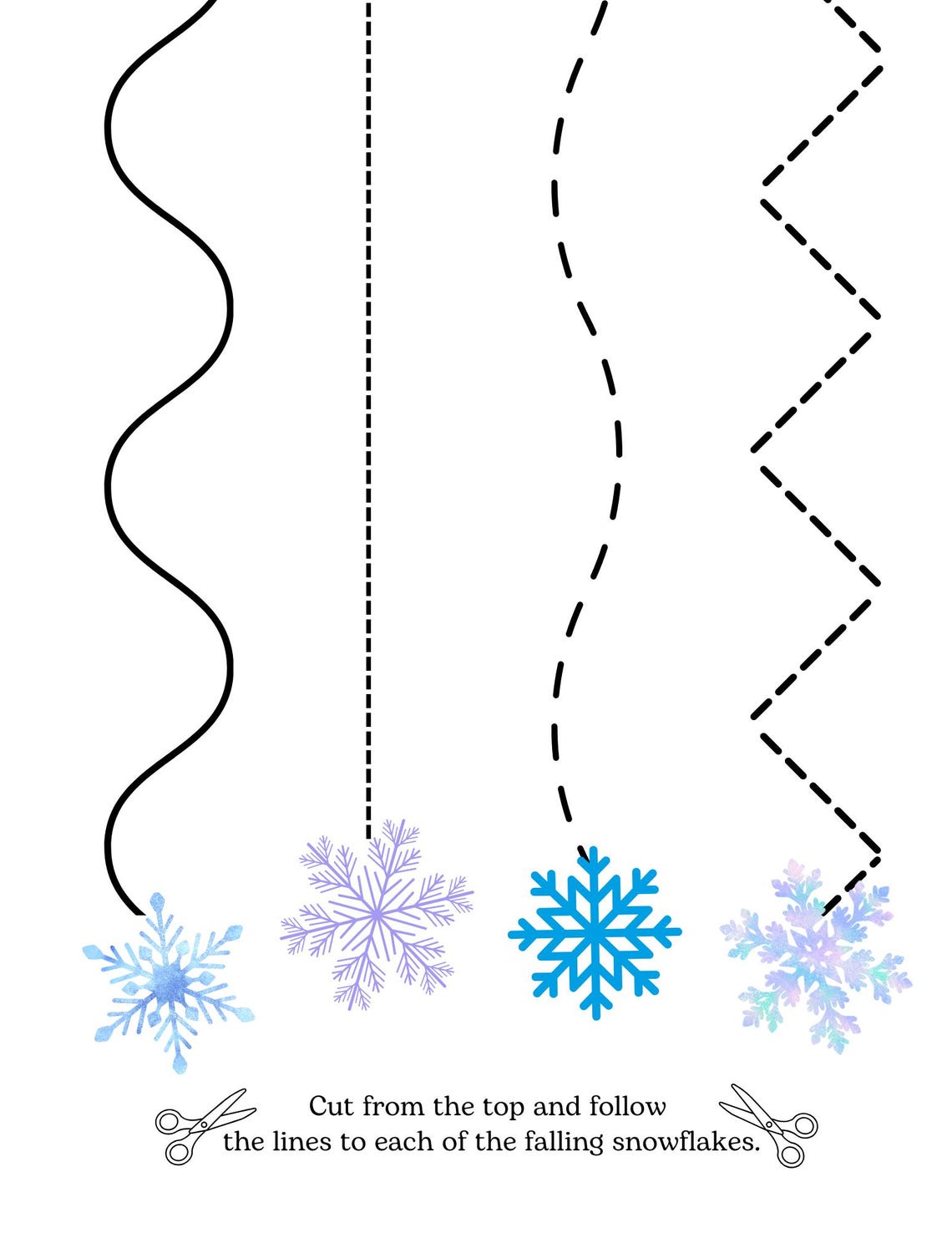 Falling Snow Preschool Scissor Skills: Winter Cutting Practice Activity ...