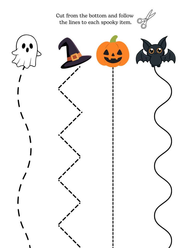 Spooky Halloween Scissor Skills Worksheets for Toddler/preschool Kids ...