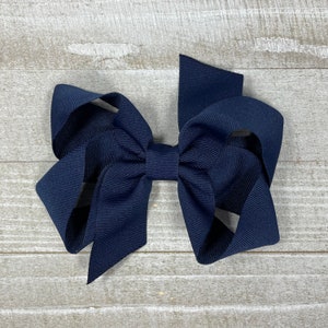 Navy Hair Bow - High End Ribbon - Etsy