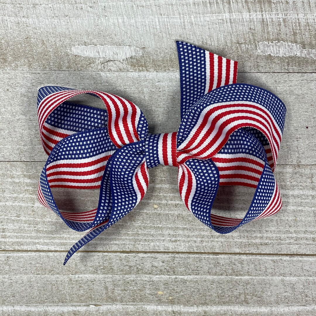 American Flag USA Hair Bow - Etsy