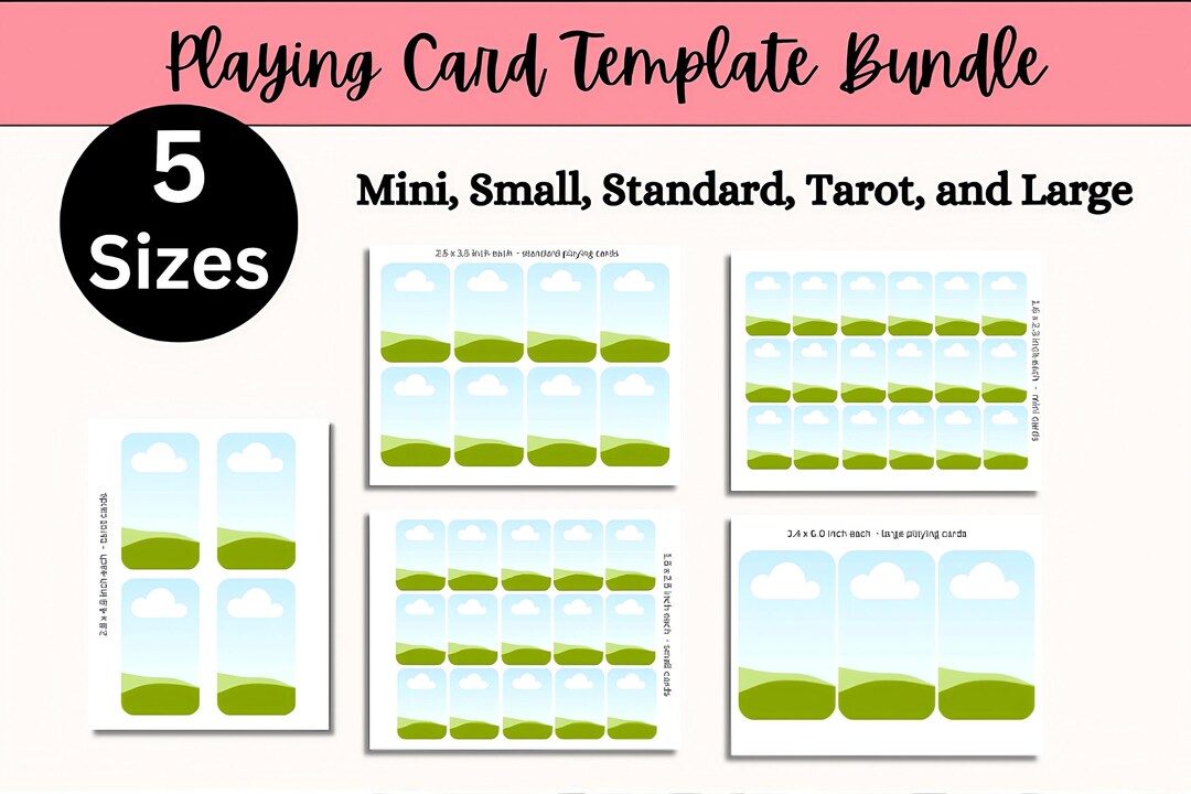 Playing Card Template Bundle - 5 Sizes for Customizable Games, DIY ...