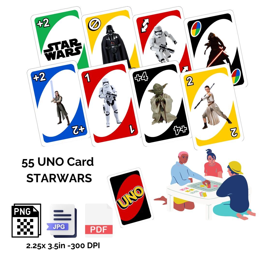 UNO Playing Card Game Star Wars Fun Printable Game Templates for Kids ...